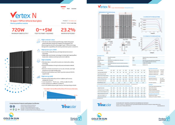 TrinaSolar Vertex 720W - Gold in Sun | Solar Solutions
